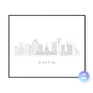 Austin Skyline Print. Austin TX City Skyline Line Art. Instant Download ...