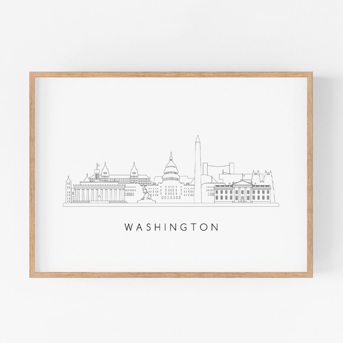 Washington DC Skyline Print. Washington City Skyline Line Art. Instant ...