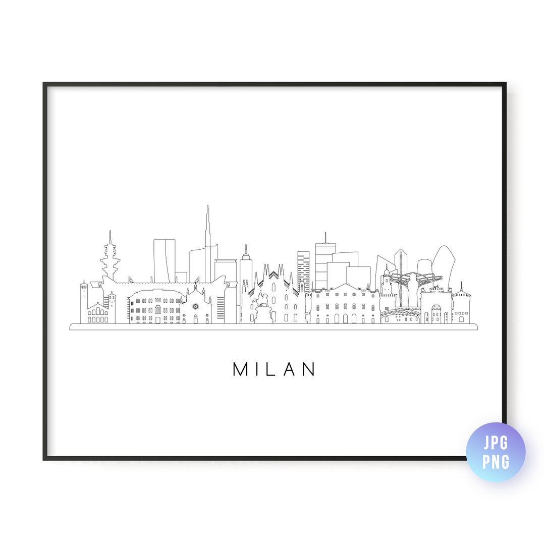 Milan Skyline Print. Milan City Skyline Line Art. Instant Download ...