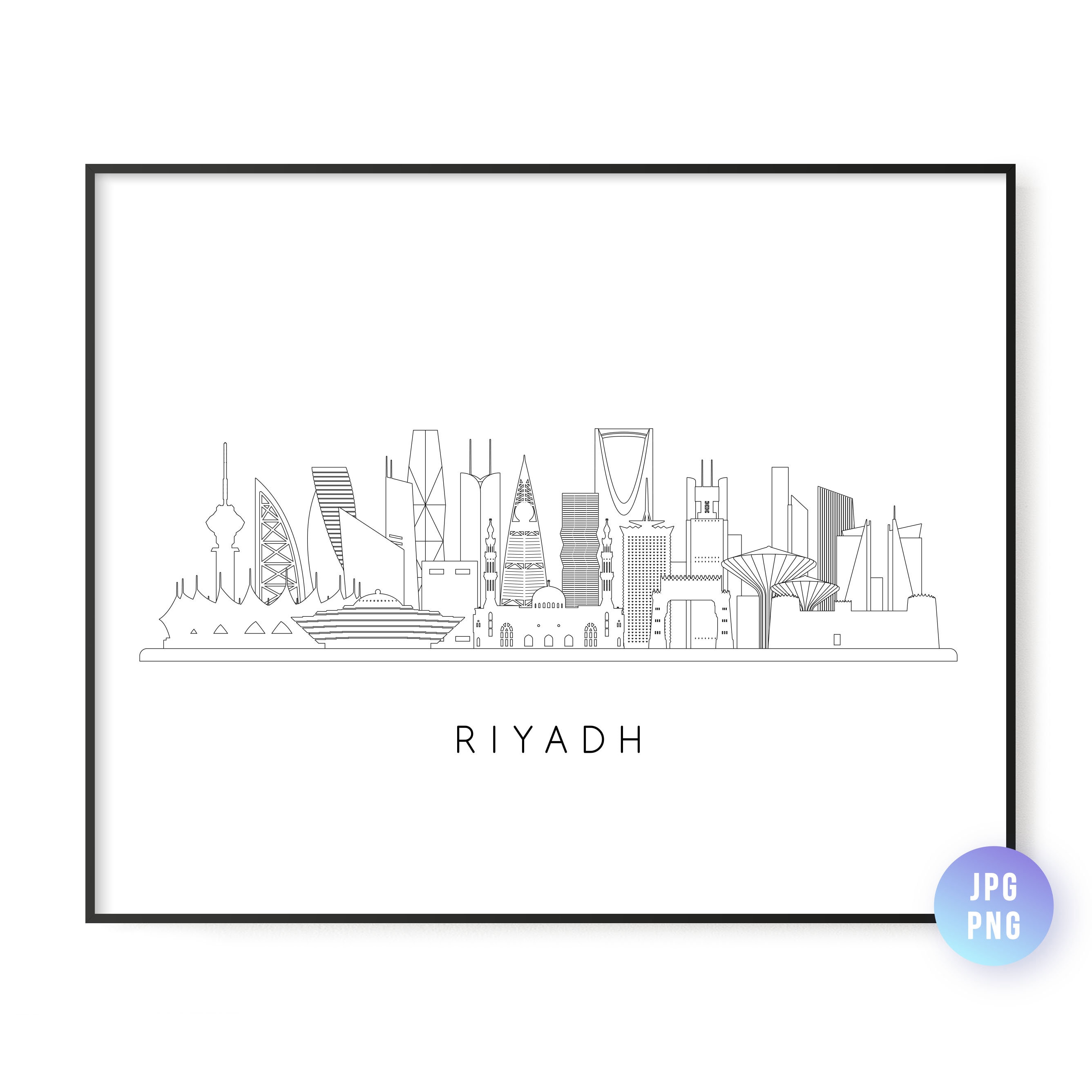 Riyadh Skyline Print. Riyadh, Saudi Arabia City Skyline Line Art ...