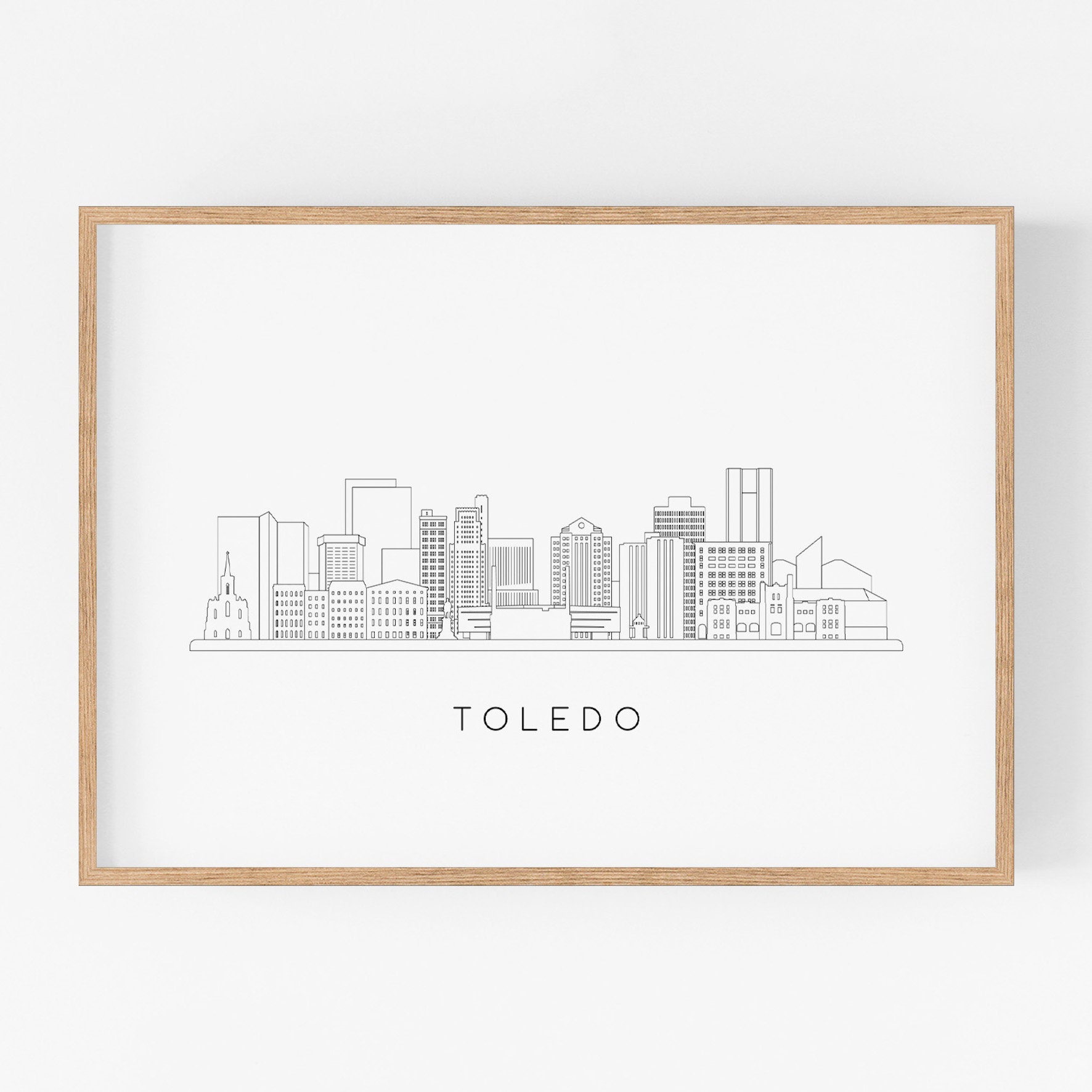 Toledo Skyline Print. Toledo City Ohio Skyline Line Art. Instant ...