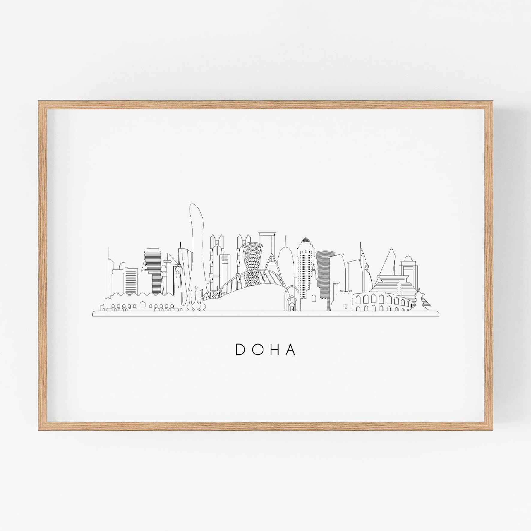 Doha Skyline Print. Doha City Qatar Skyline Line Art. Instant Download ...