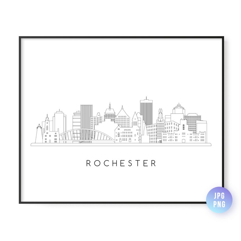Rochester Skyline Print. Rochester City NY Skyline Line Art. Instant ...