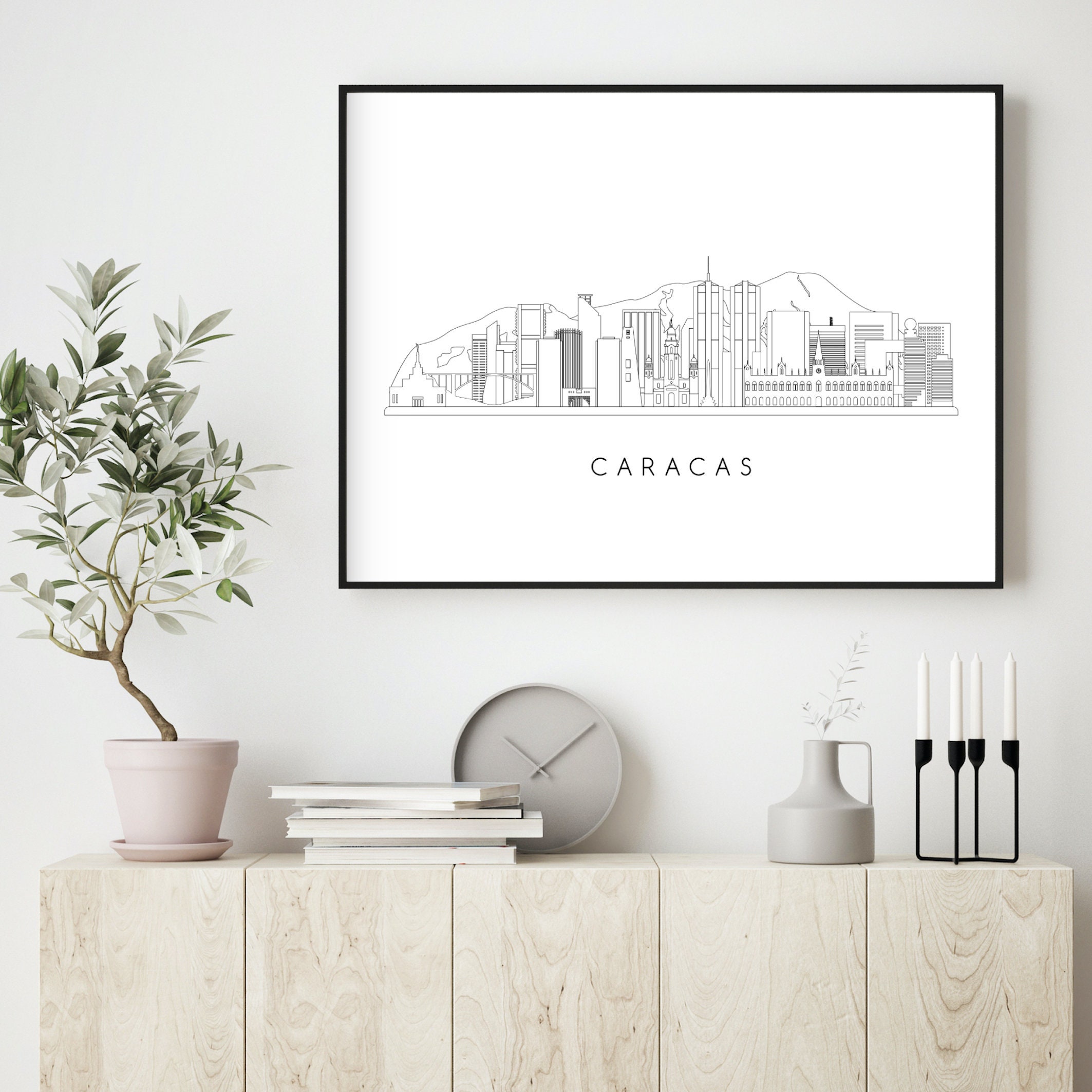 Caracas Skyline Print. Caracas City Venezuela Skyline Line Art. Instant ...
