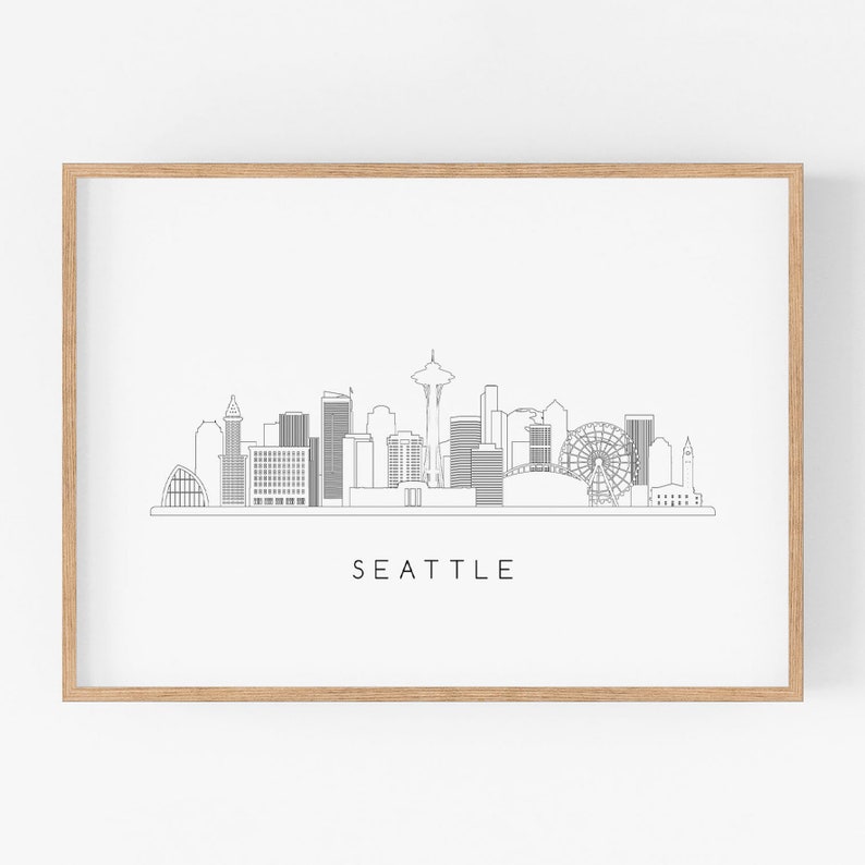 Seattle Skyline Print. Seattle City Skyline Line Art. Instant Download ...