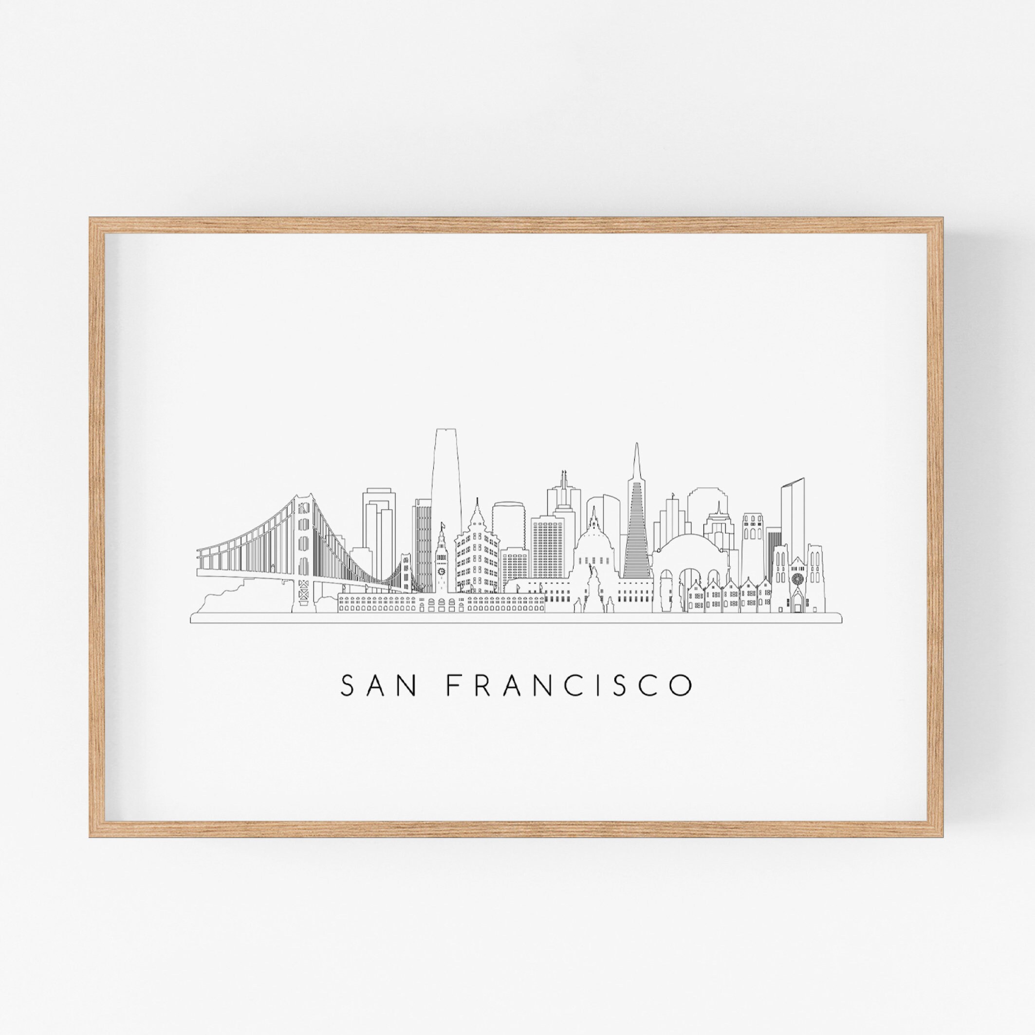 San Francisco Skyline Print. San Francisco City Skyline Line Art ...