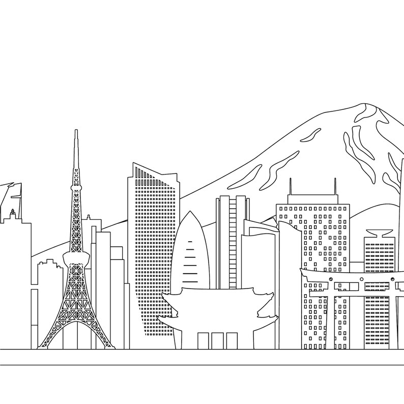 Tokyo Skyline Print. Tokyo City Skyline Line Art. Instant Download ...