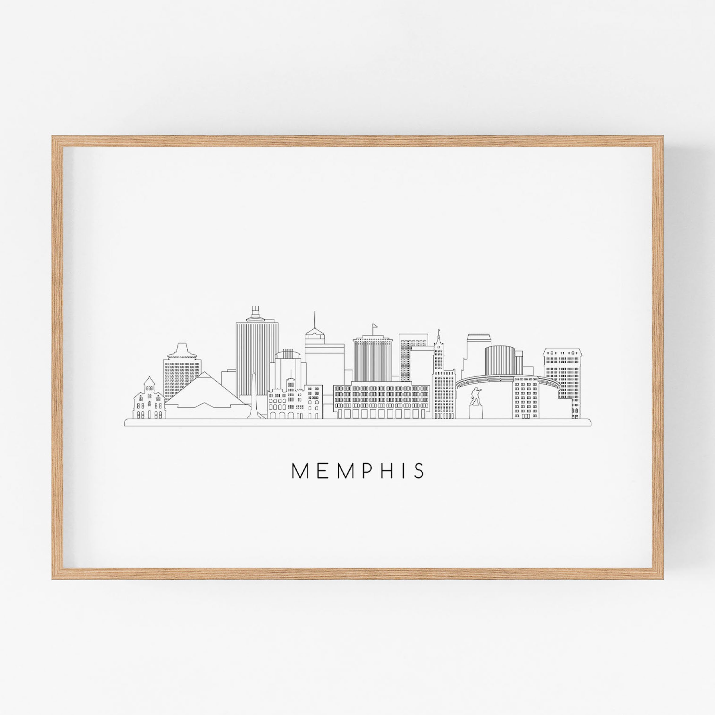 Memphis Skyline Print. Memphis City Skyline Line Art. Instant Download ...