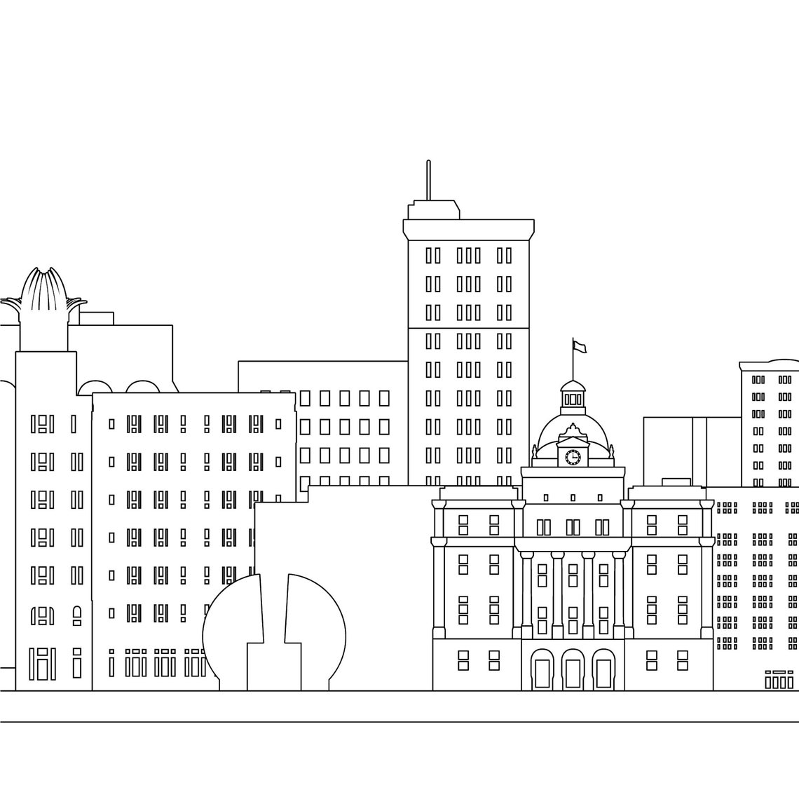 Savannah Skyline Print. Savannah Georgia City Skyline Line Art. Instant ...