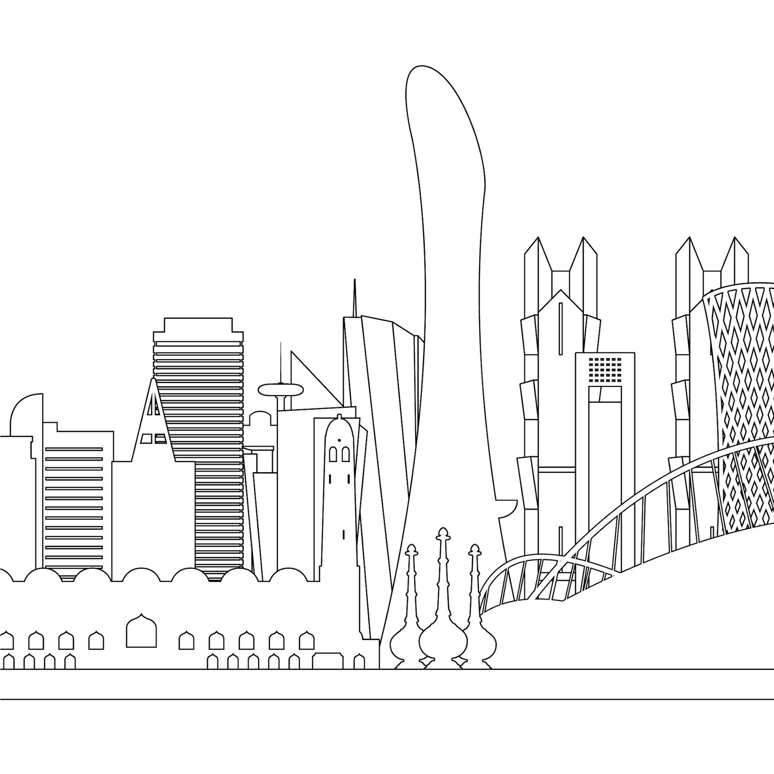 Doha Skyline Print. Doha City Qatar Skyline Line Art. Instant Download ...