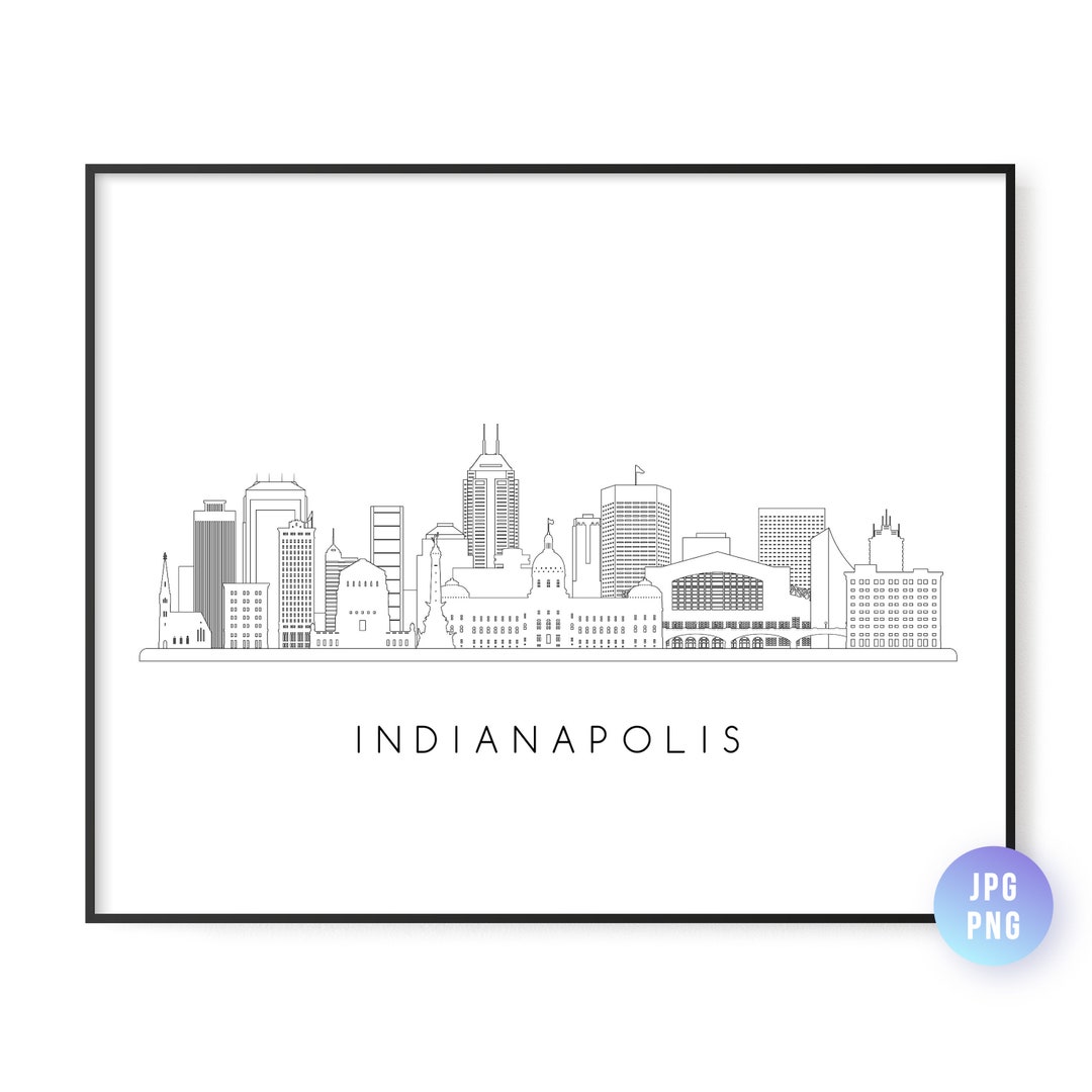 Indianapolis Skyline Print. Indianapolis City Skyline Line Art. Instant ...