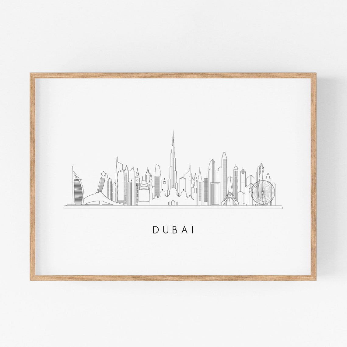 Dubai Skyline Print. Dubai City Skyline Line Art. Instant Download ...