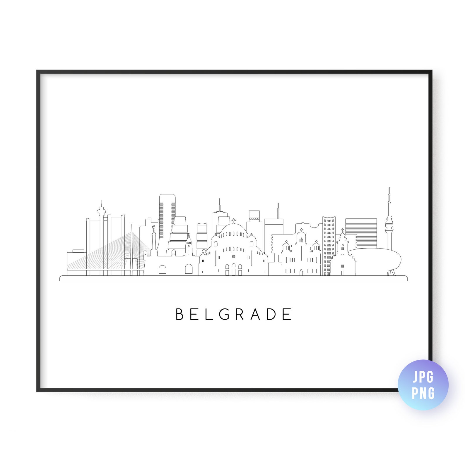 Belgrade Skyline Print. Belgrade City Skyline Line Art. Instant ...