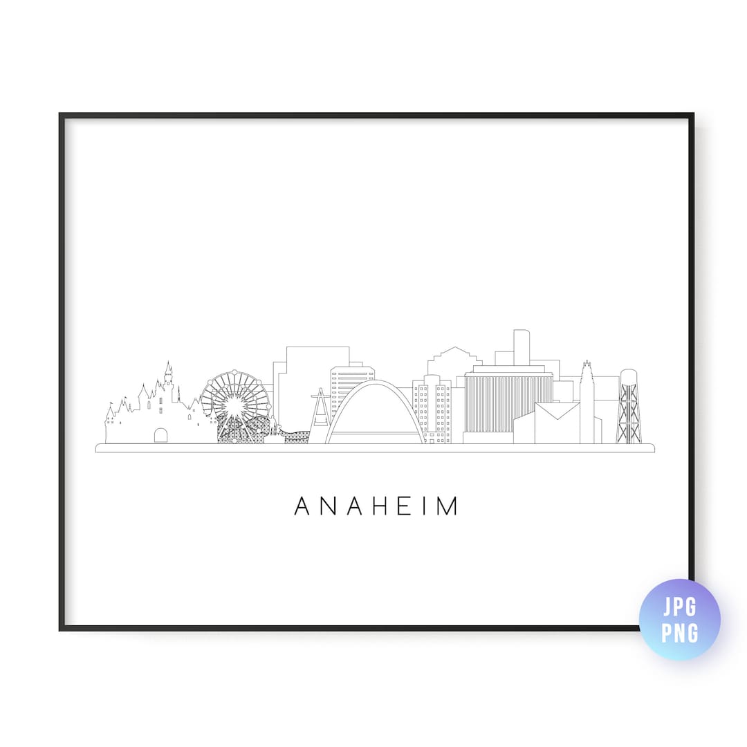 Anaheim Skyline Print. Anaheim City CA Skyline Line Art. Instant ...