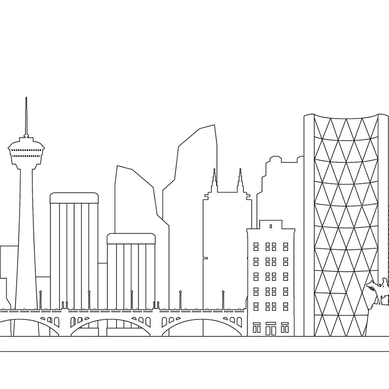 Calgary Skyline Print. Calgary City Skyline Line Art. Instant Download ...