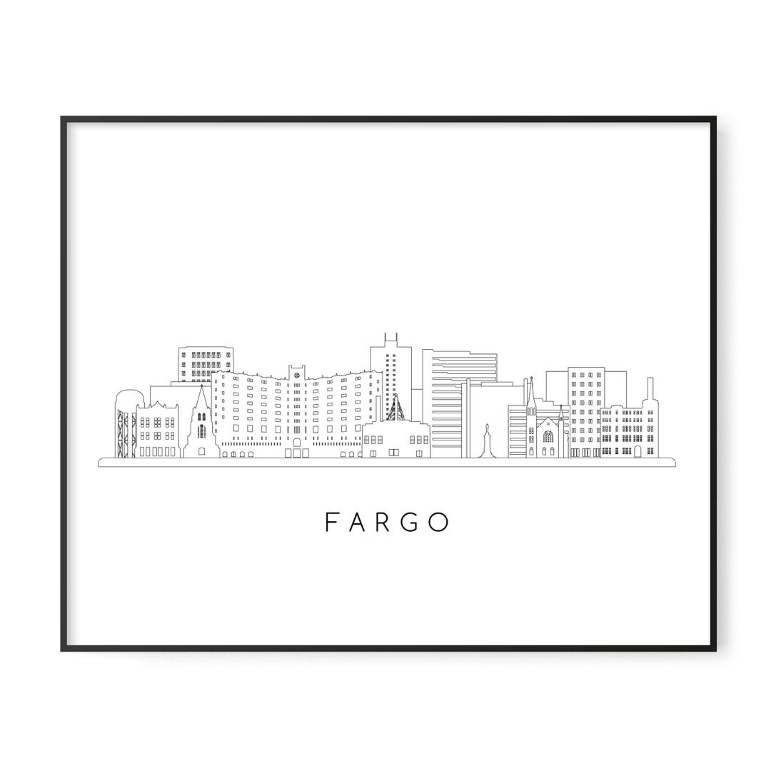 Fargo Skyline Print. Fargo City Skyline Line Art. Instant Download ...