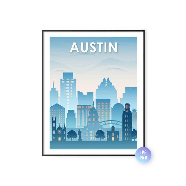 Austin Skyline Printable - Etsy