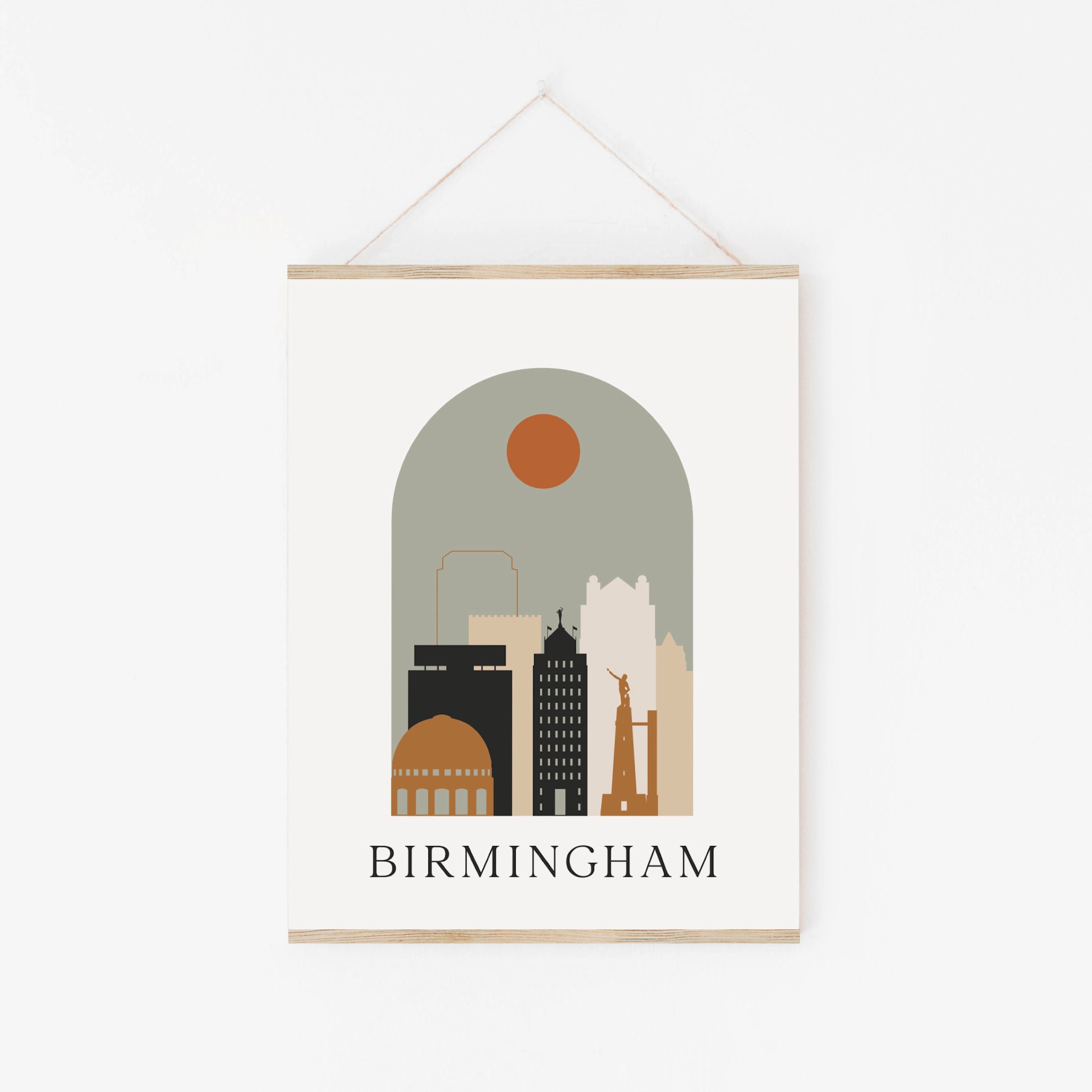 Birmingham AL Skyline Bohemian Print. Birmingham, Al Boho Sun City Arc ...