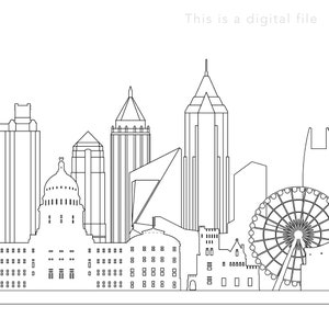 Atlanta Skyline Print. Atlanta City Skyline Line Art. Instant Download ...