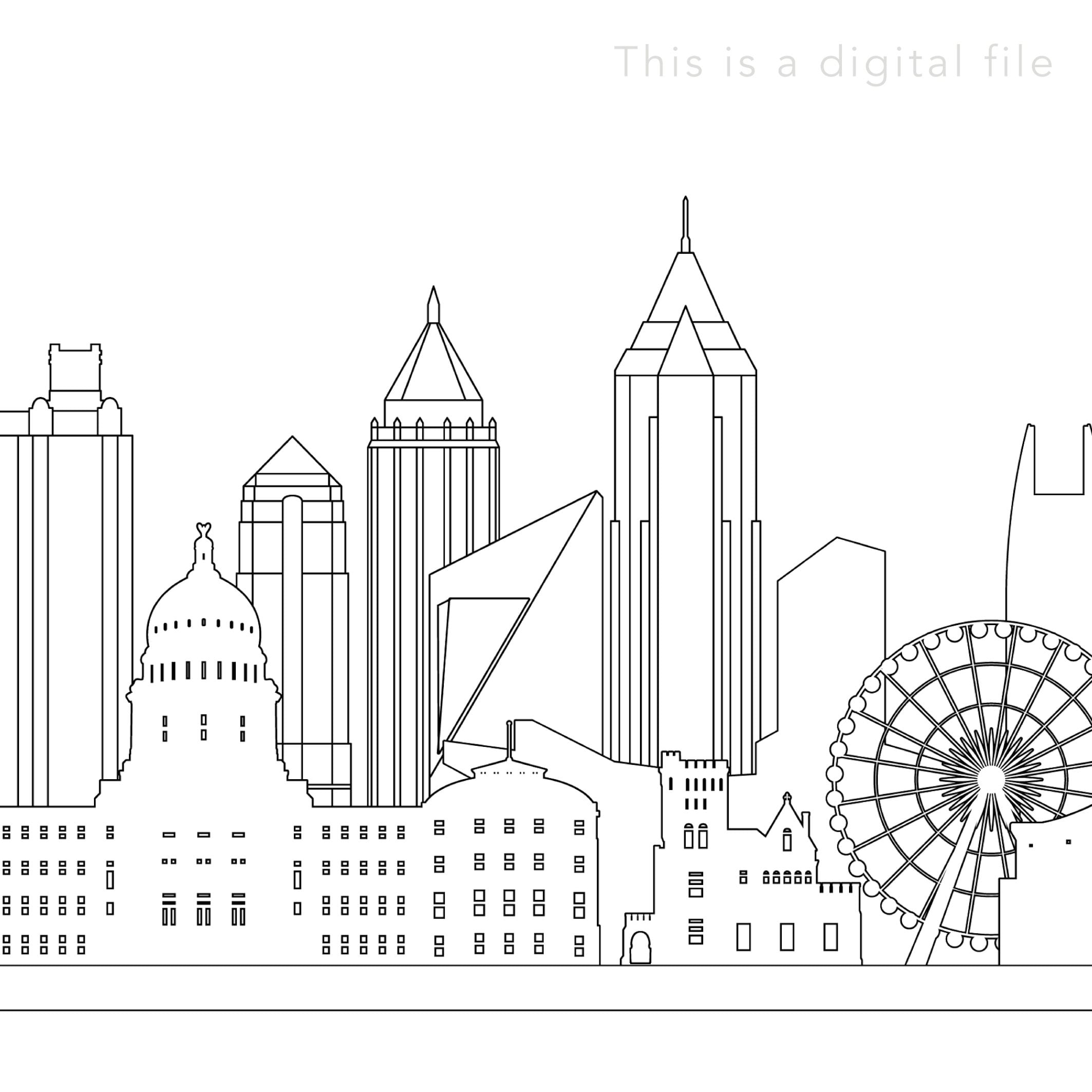 Atlanta Skyline Print. Atlanta City Skyline Line Art. Instant Download ...