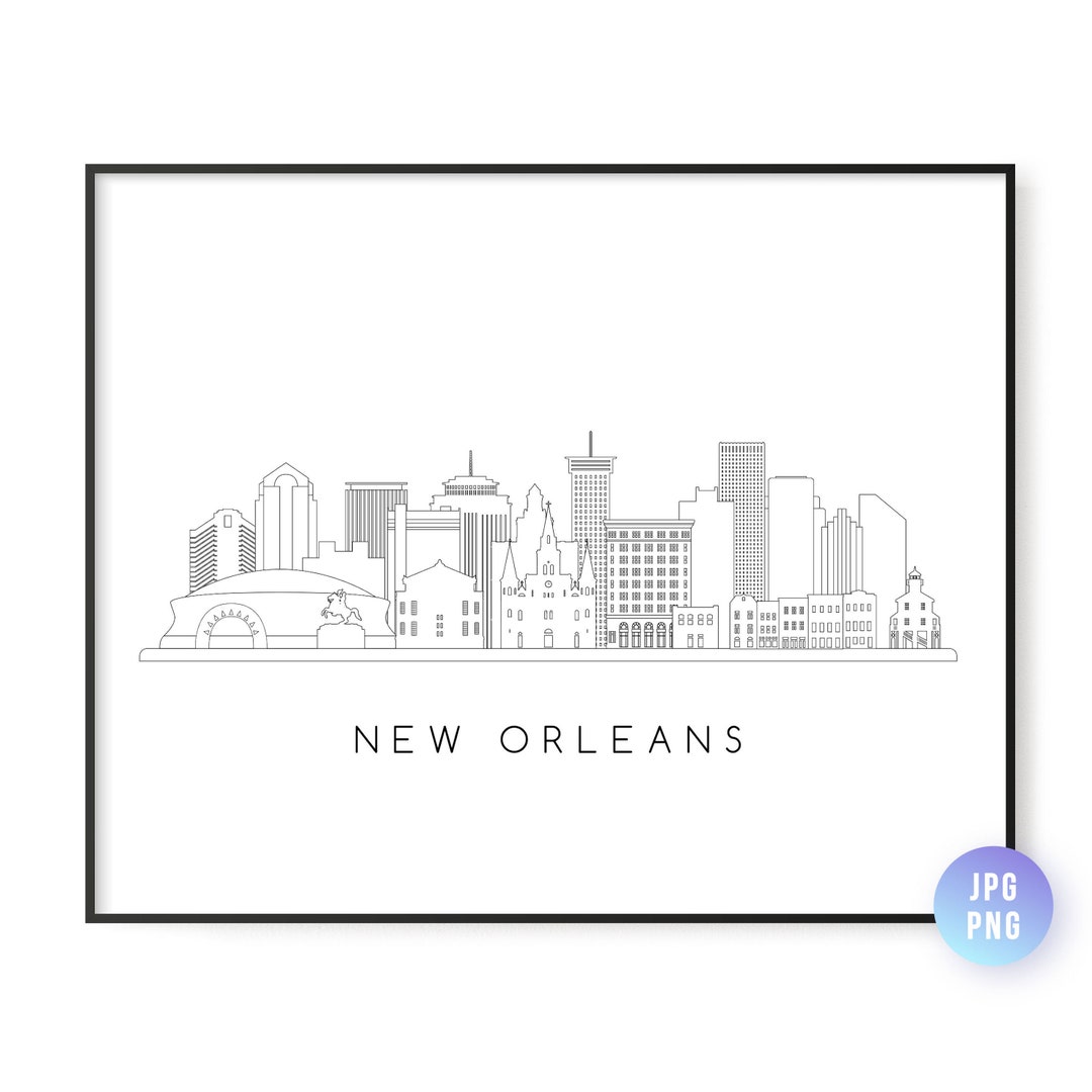 New Orleans Skyline Print. New Orleans City Skyline Line Art. Instant ...