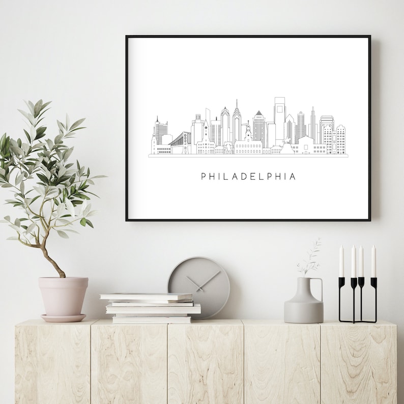 Philadelphia Skyline Print. Philadelphia City Skyline Line Art. Instant ...