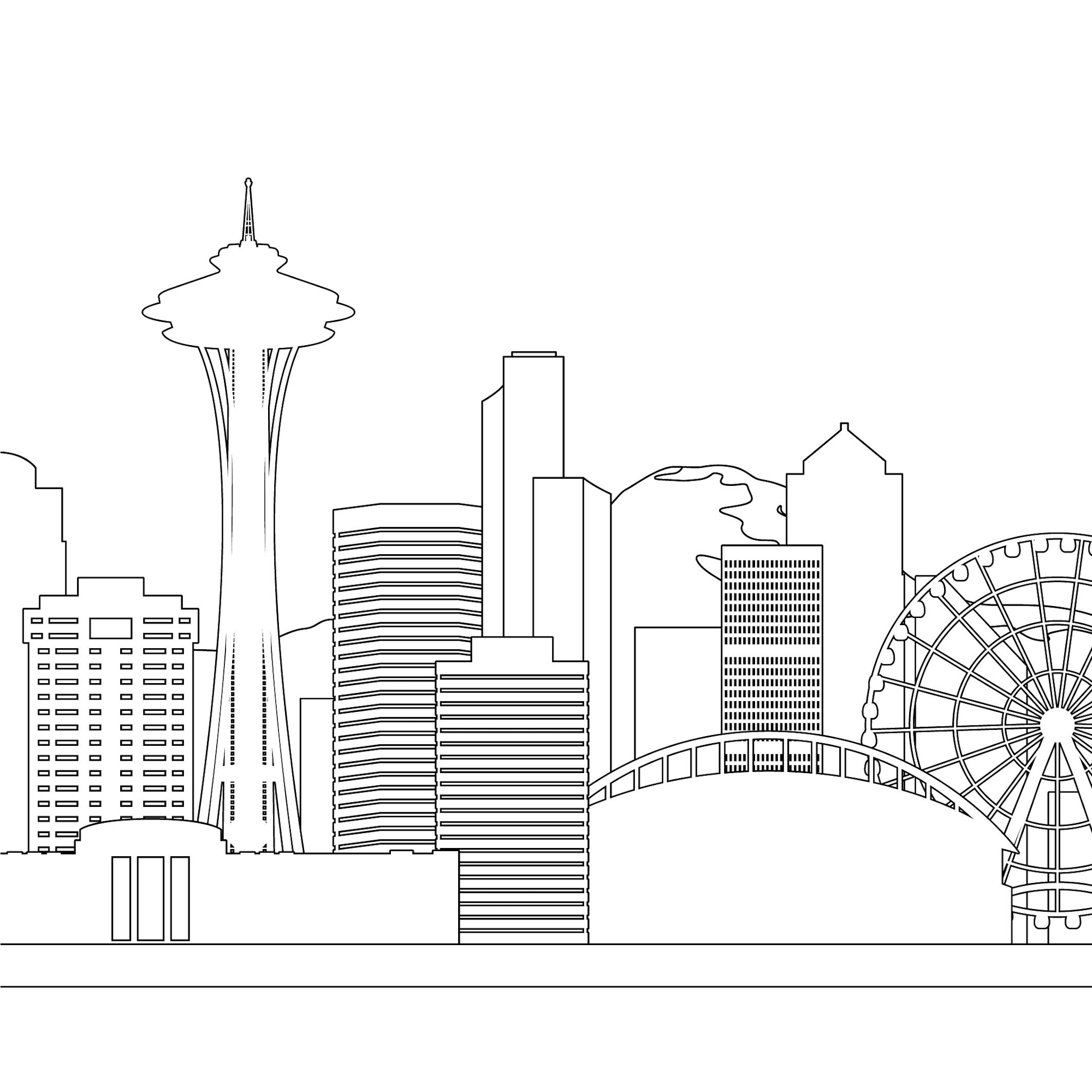 Seattle Skyline Print. Seattle City Skyline Line Art. Instant Download ...