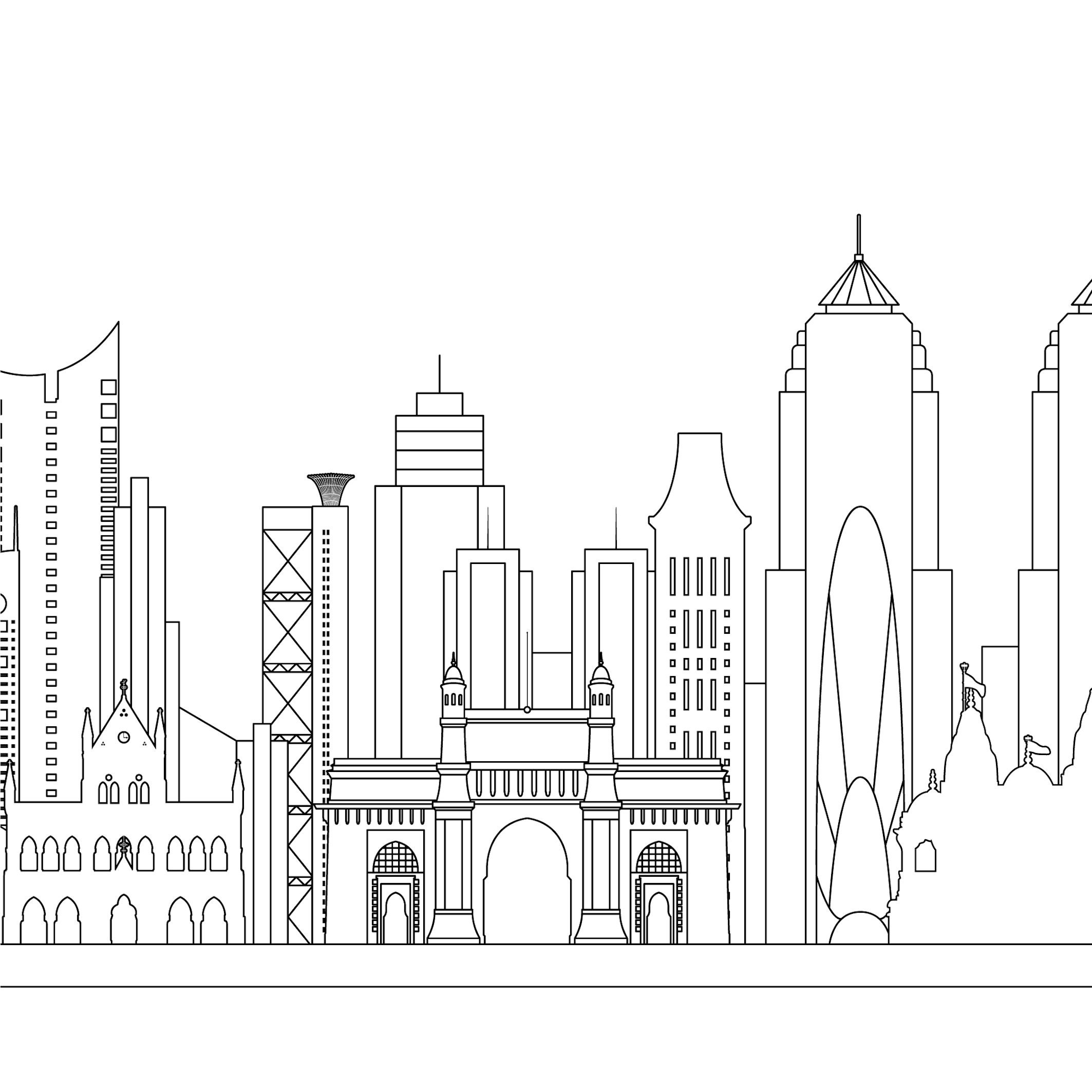 Mumbai Skyline Print. Mumbai City Skyline Line Art. Instant Download ...
