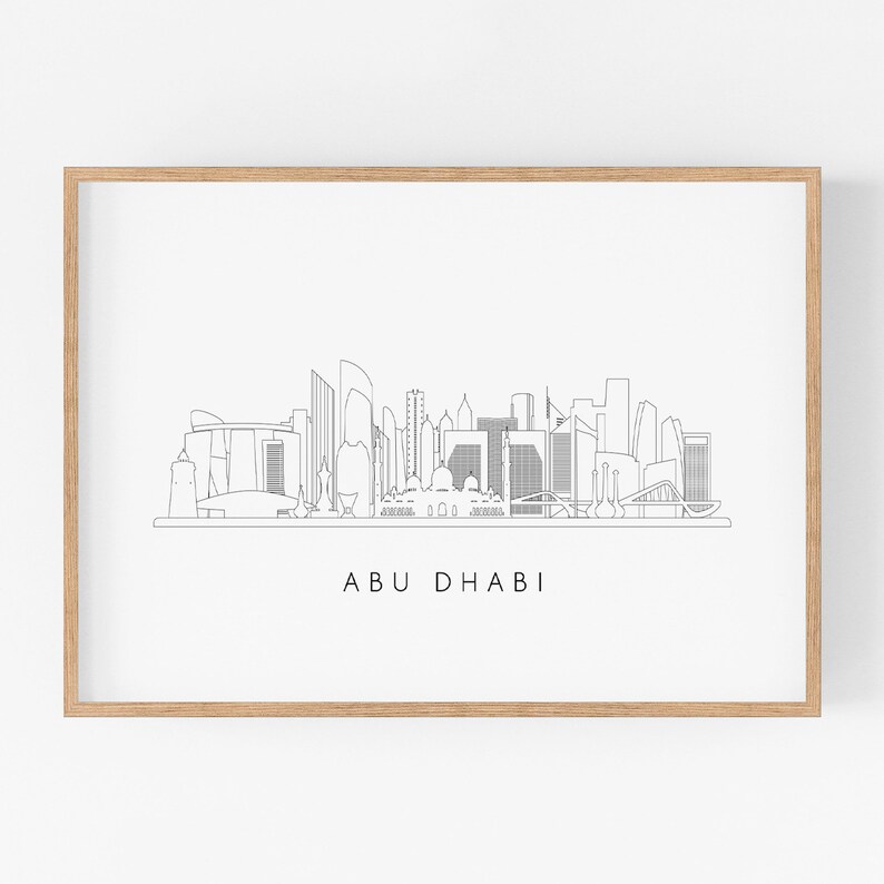 Abu Dhabi Skyline Print. Abu Dhabi City Skyline Line Art. Instant ...