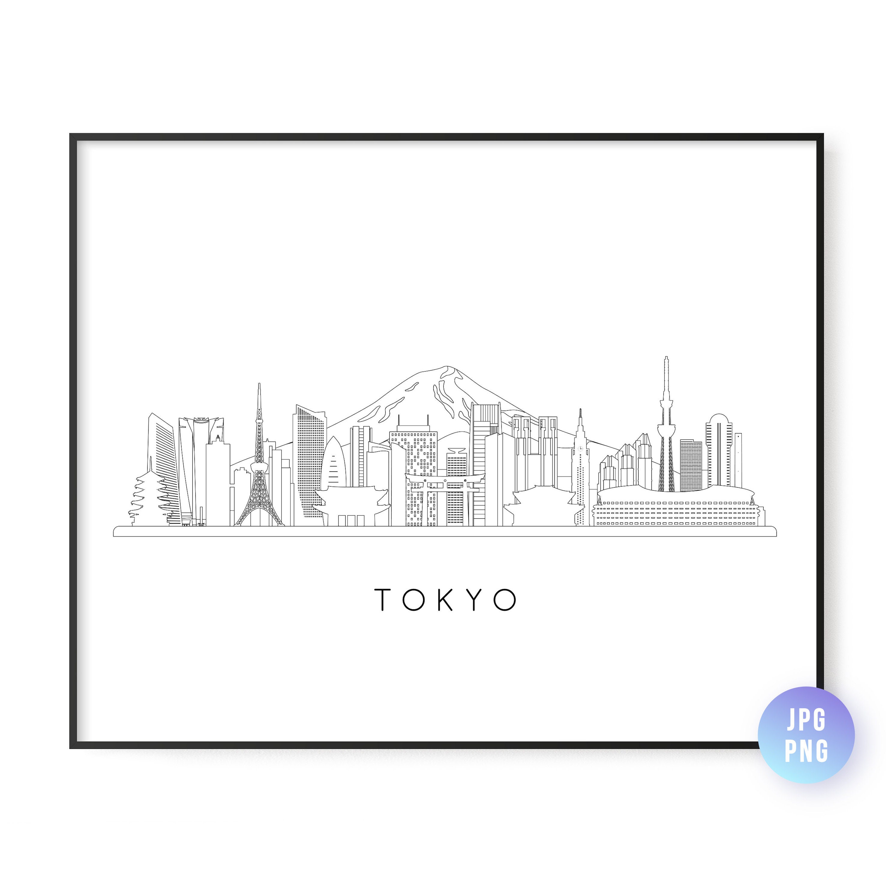 Tokyo Skyline Print. Tokyo City Skyline Line Art. Instant Download ...
