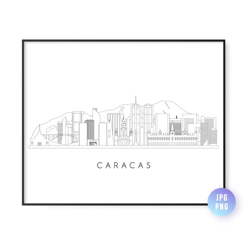 Caracas Skyline Print. Caracas City Venezuela Skyline Line Art. Instant ...