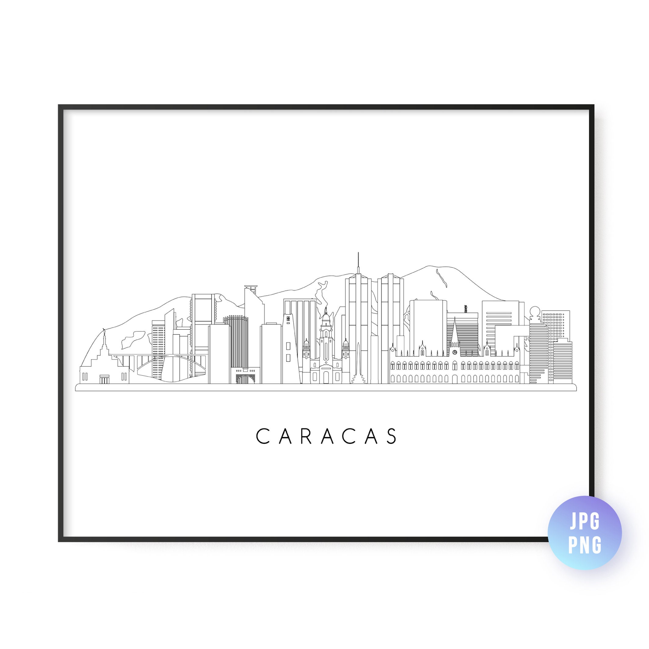 Caracas Skyline Print. Caracas City Venezuela Skyline Line Art. Instant ...