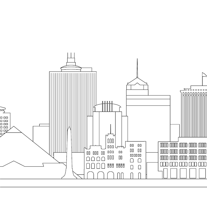 Memphis Skyline Print. Memphis City Skyline Line Art. Instant Download ...