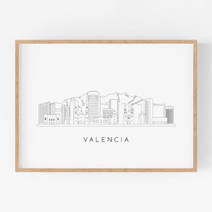 Valencia Skyline Print. Valencia City Venezuela Skyline Line Art ...