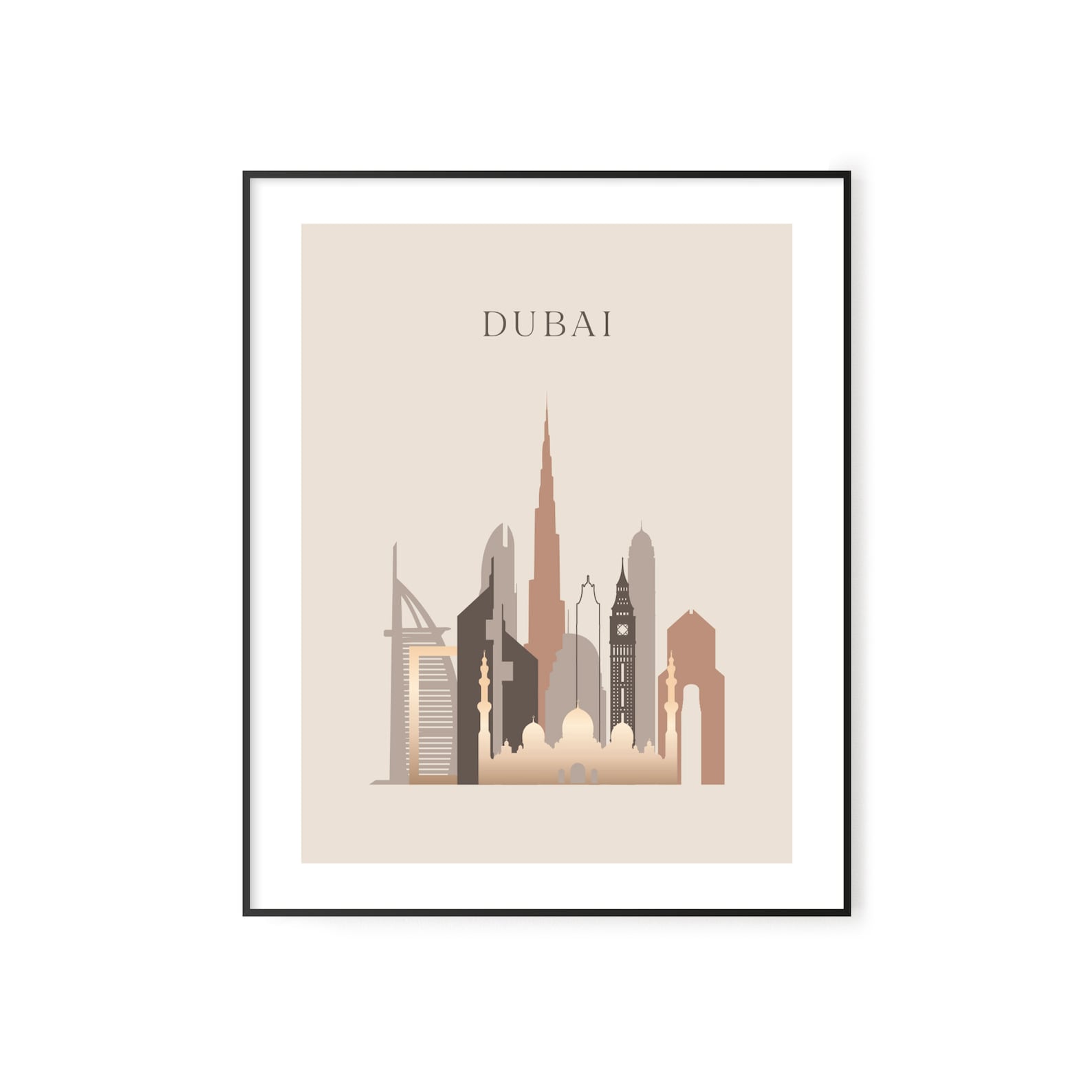 Dubai Skyline Print Boho Style. Dubai UAE Downloadable Art. Travel ...