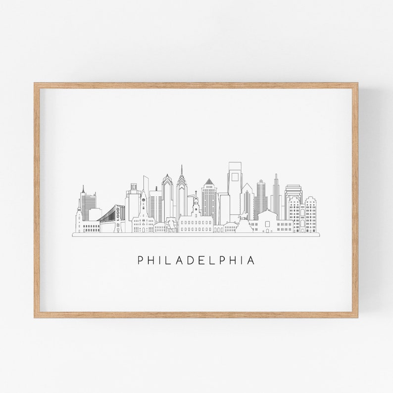 Philadelphia Skyline Print. Philadelphia City Skyline Line Art. Instant ...