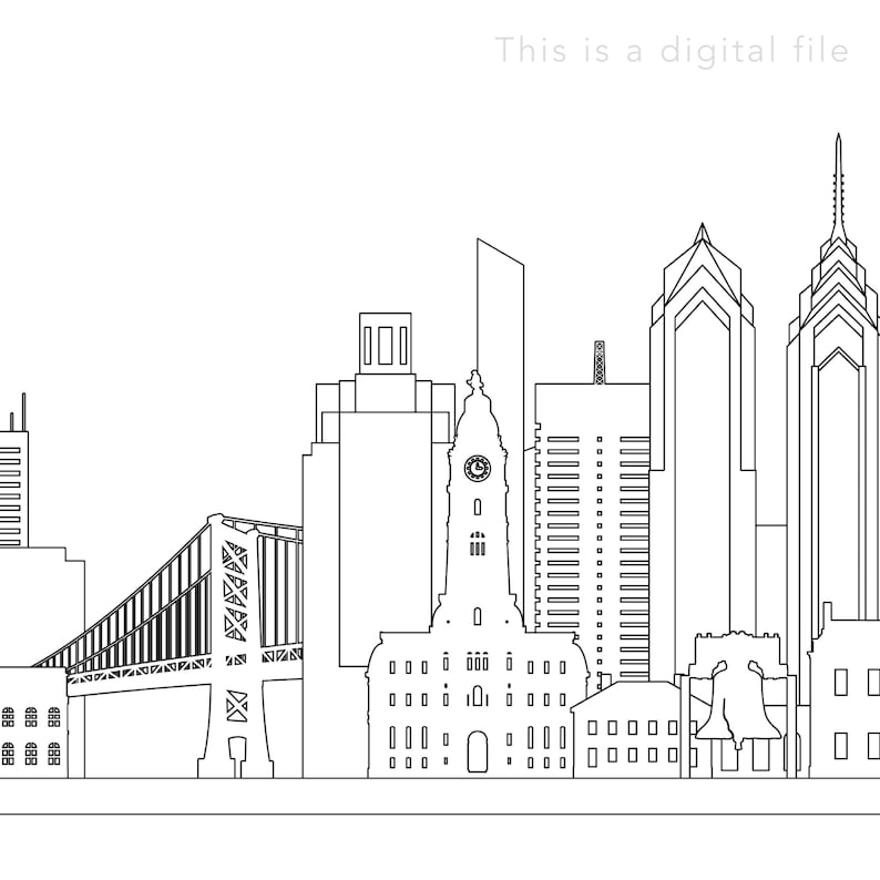 Philadelphia Skyline Print. Philadelphia City Skyline Line Art. Instant ...