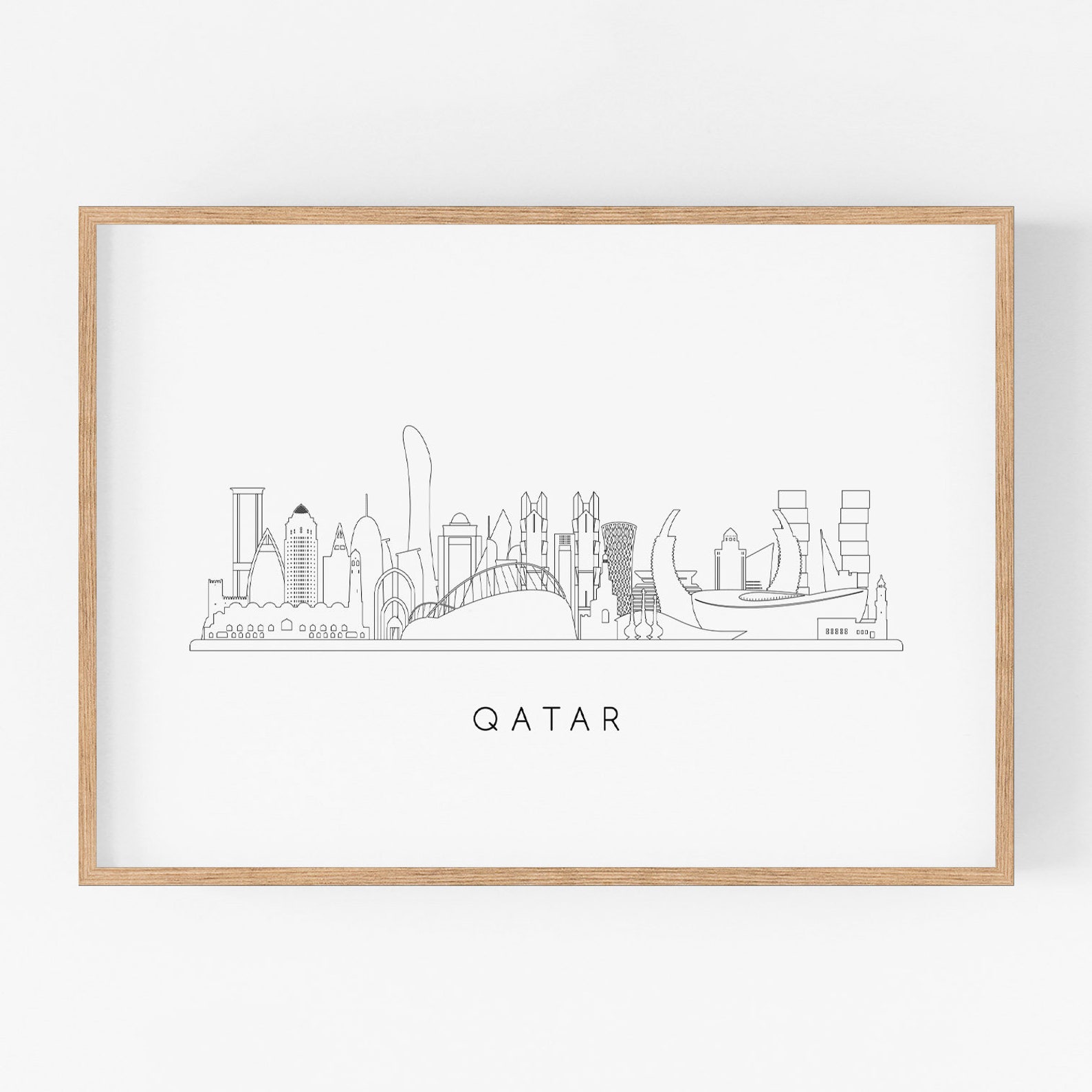 Qatar Skyline Print. Qatar Skyline Line Art. Instant Download. - Etsy