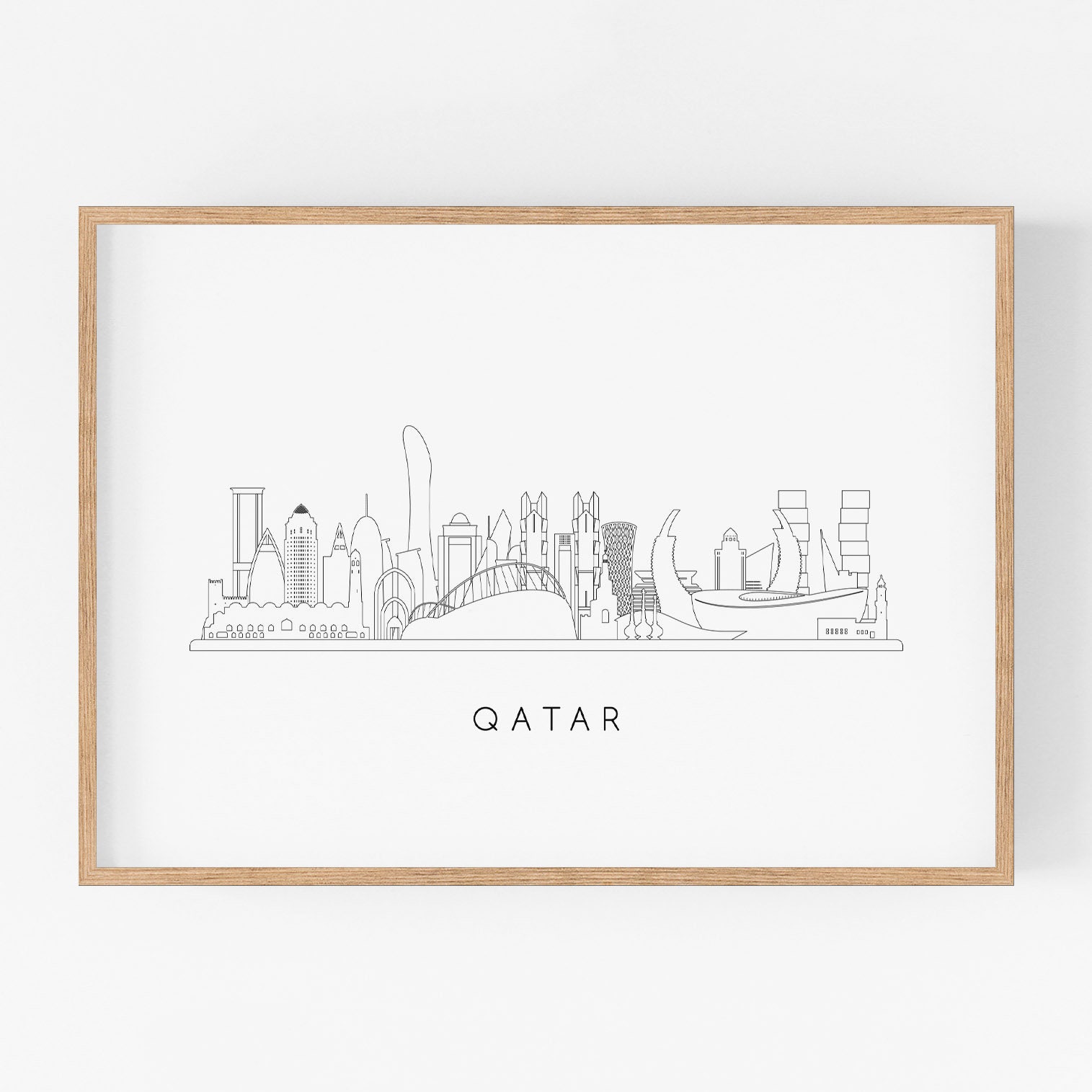 Qatar Skyline Print. Qatar Skyline Line Art. Instant Download ...