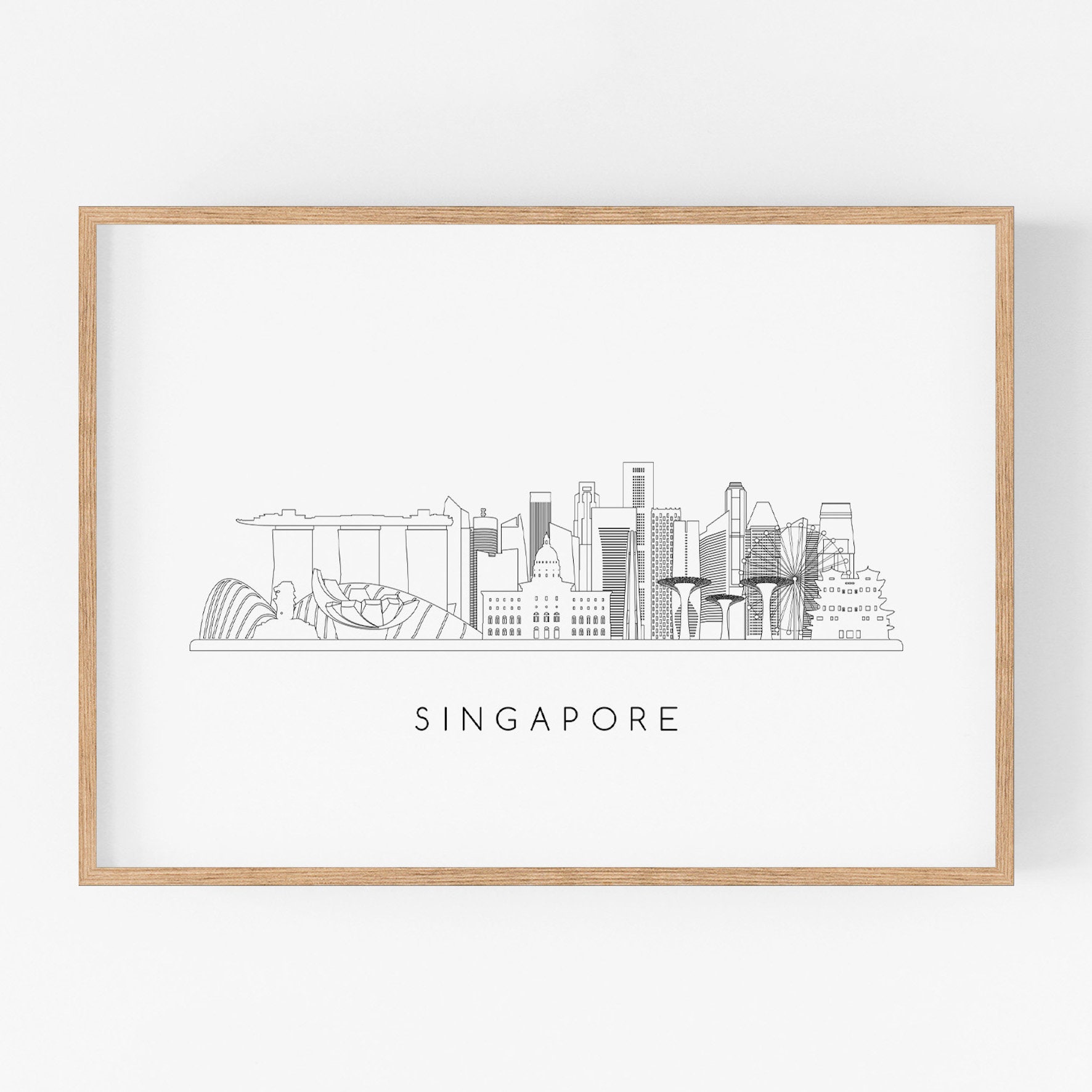 Singapore Skyline Print. Singapore City Skyline Line Art. Instant ...