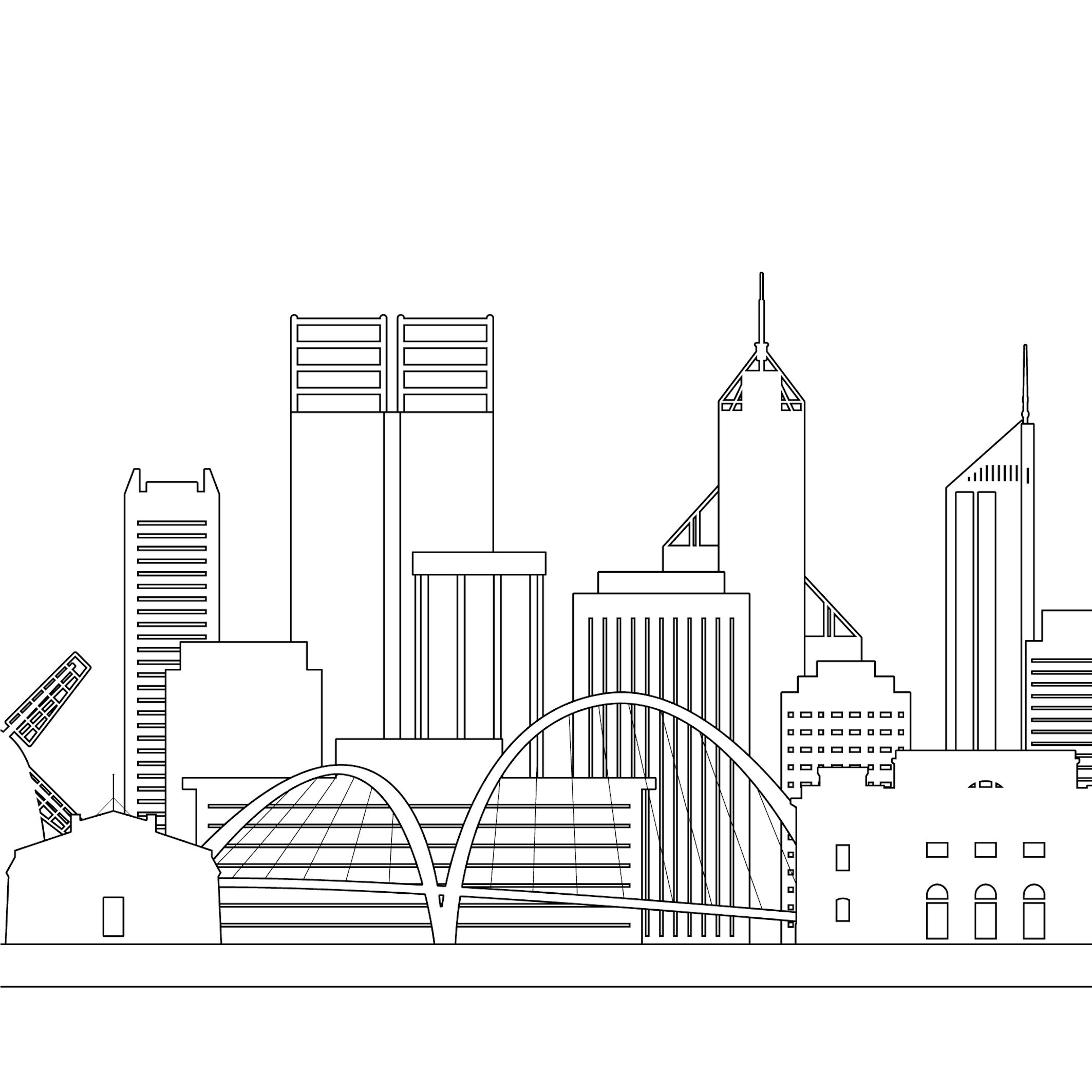 Perth Skyline Print. Perth City Skyline Line Art. Instant Download ...