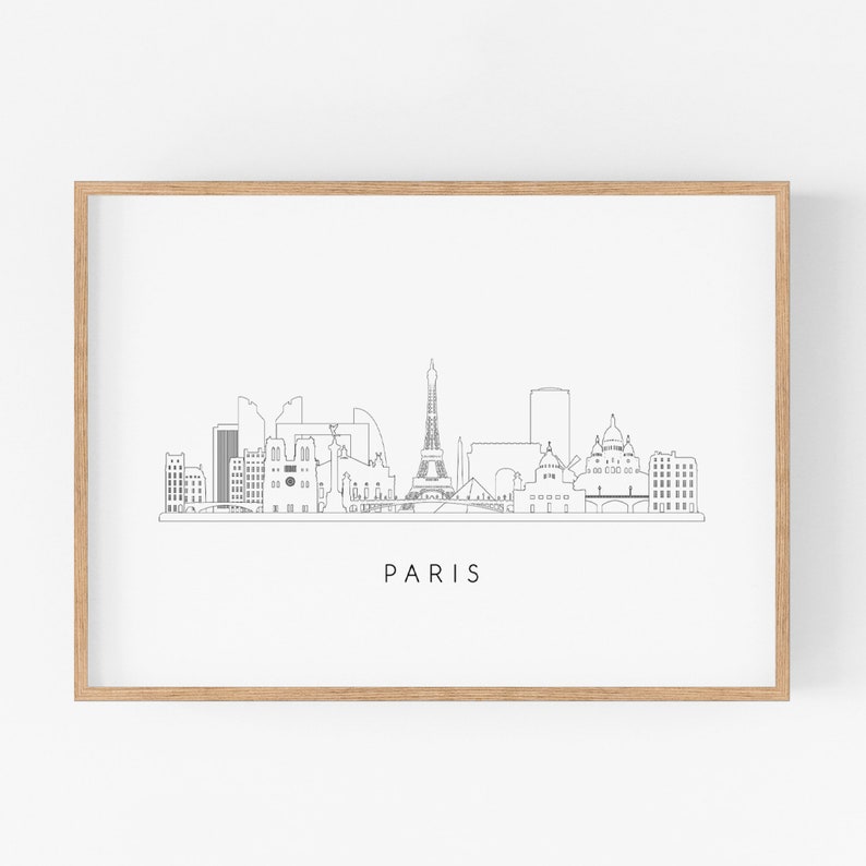 Paris Skyline Print. Paris City France Skyline Line Art. Instant ...