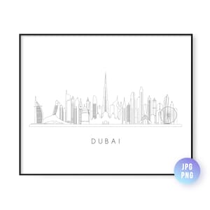 Dubai Skyline Print. Dubai City Skyline Line Art. Instant Download ...