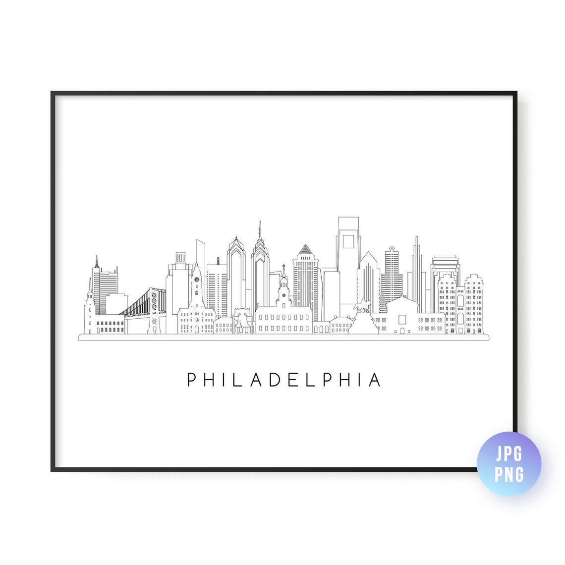Philadelphia Skyline Print. Philadelphia City Skyline Line Art. Instant ...