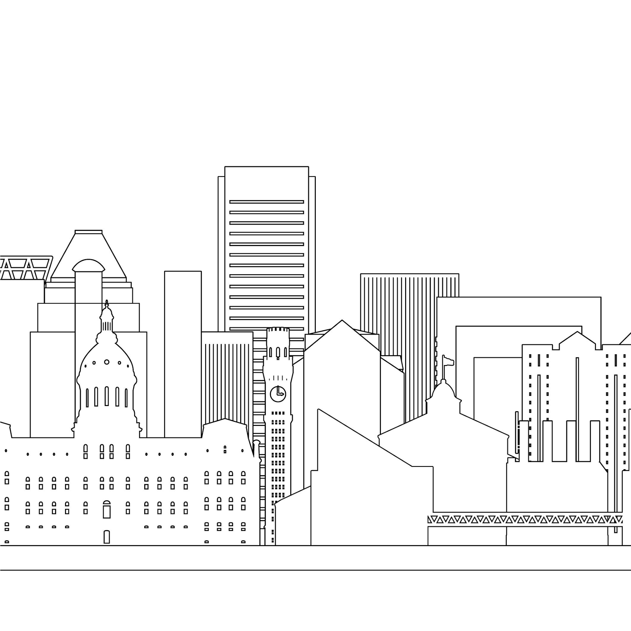 Baltimore Skyline Print. Baltimore City Skyline Line Art. Instant ...