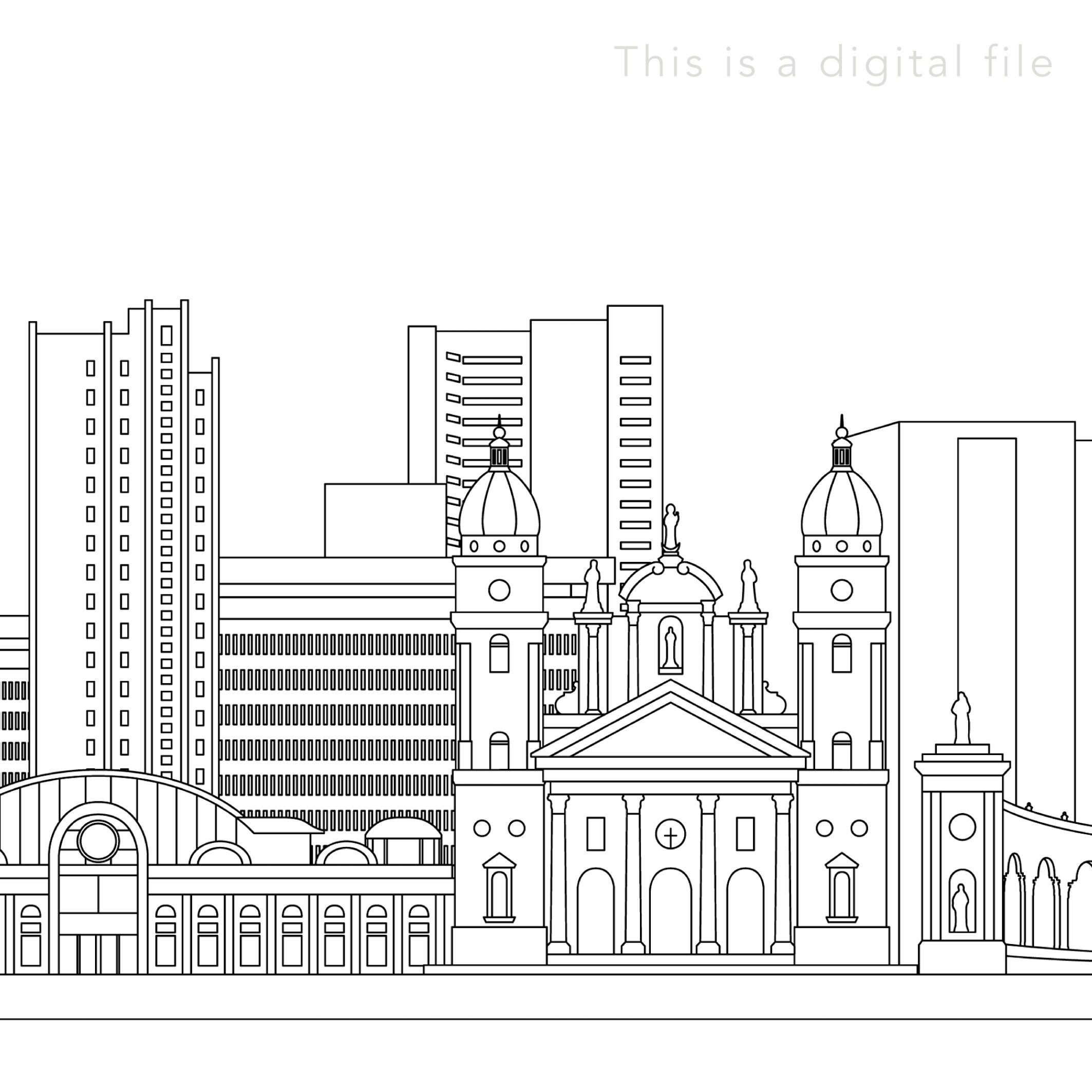 Maracaibo Skyline Print. Maracaibo City Skyline Line Art. Instant ...