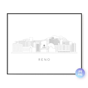 Reno Skyline Print. Reno City Nevada Skyline Line Art. Instant Download ...