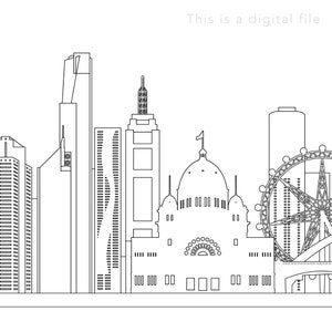 Melbourne Skyline Print. Melbourne City Skyline Line Art. Instant ...