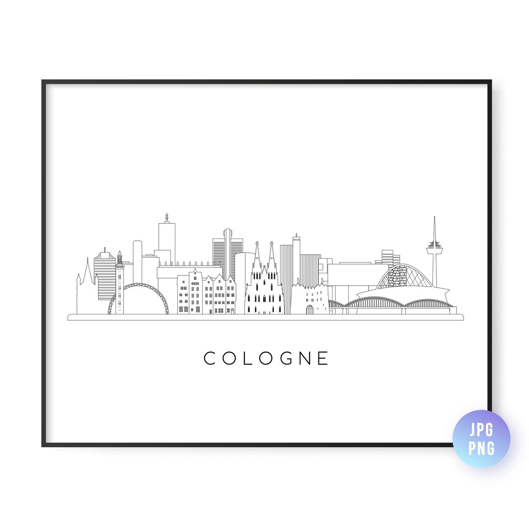 Cologne Skyline Print. Cologne City Skyline Line Art. Instant Download ...