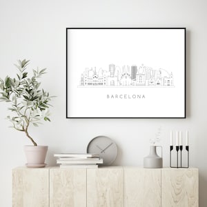 Barcelona Skyline Print. Barcelona City Skyline Line Art. Instant ...